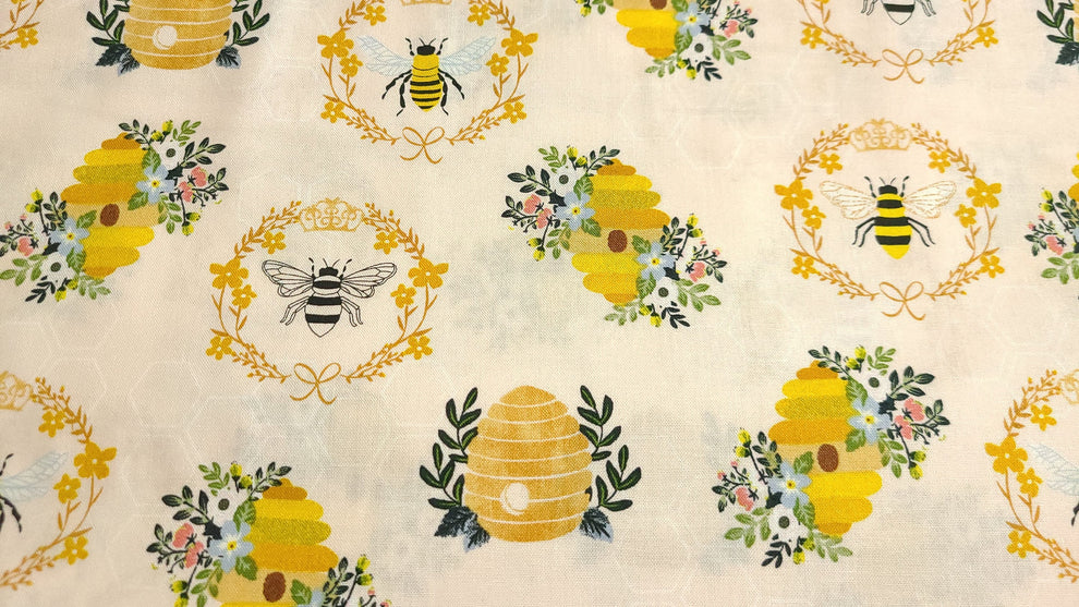 Beehive Floral clearance Fabric Bumble Bee Honey Fabric Quilting Fabri – Hawk Ridge Fabrics and ...
