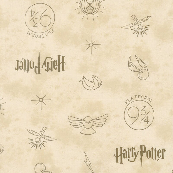 Harry Potter fabric Symbols cream 100% cotton – Hawk Ridge Fabrics and ...