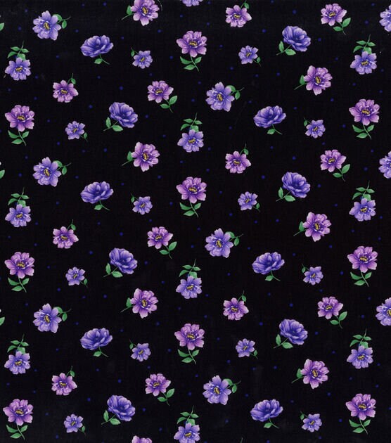 Hi Fashion Dahlia Purple Small Floral Premium Cotton Fabric 100% Cotto ...