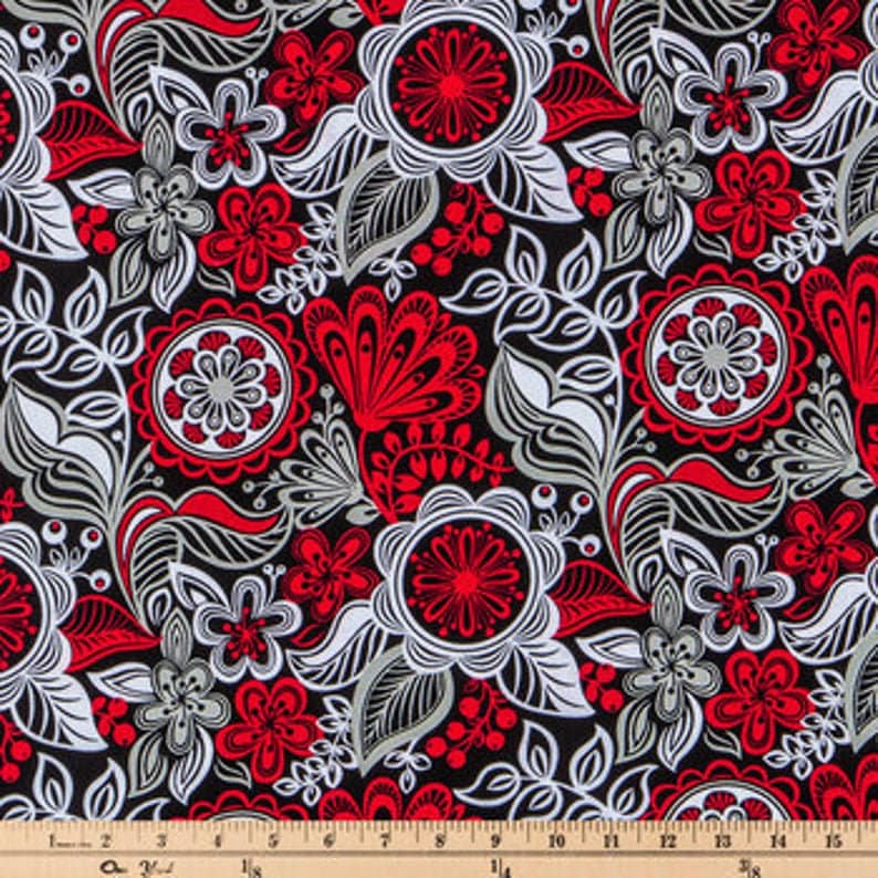 Red and White Floreo Floral Fabric, Brother Sister Design Studio 100% ...