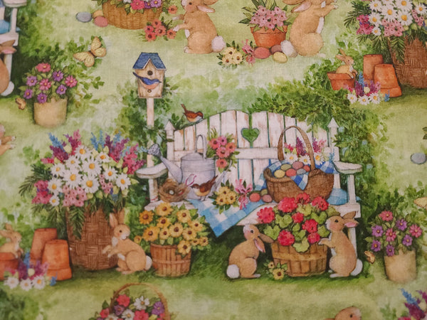 Susan Winget Bunnies Scenic Easter Cotton Fabric 100% cotton half yard ...