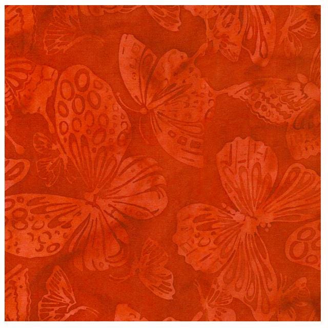 Island Batik 122356350 Large Butterflies Red Paprika 100% cotton flora ...