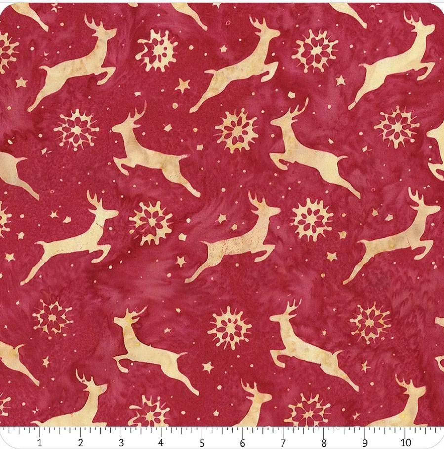 Island Batik 122327370 / Deer Snowflake-Red Cardinal 100% cotton flora ...