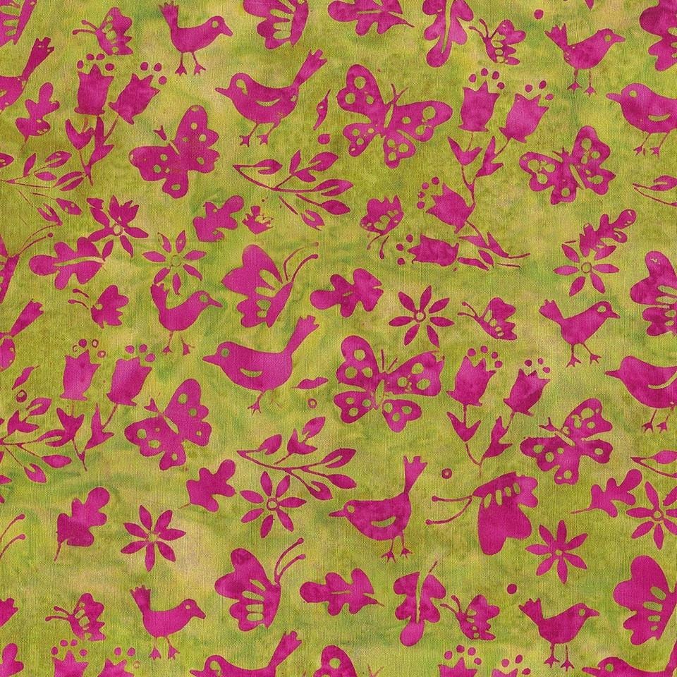 Island Batik 122355630 / Flutterwings-Green Lemongrass 100% cotton flo ...