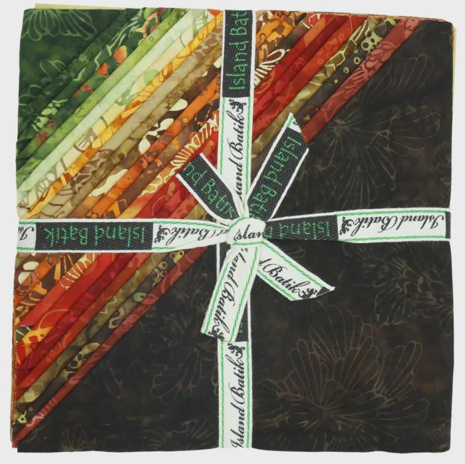 Island batik layer cake 42 pcs Forest Flora Stack 10" Squares 100% cot ...